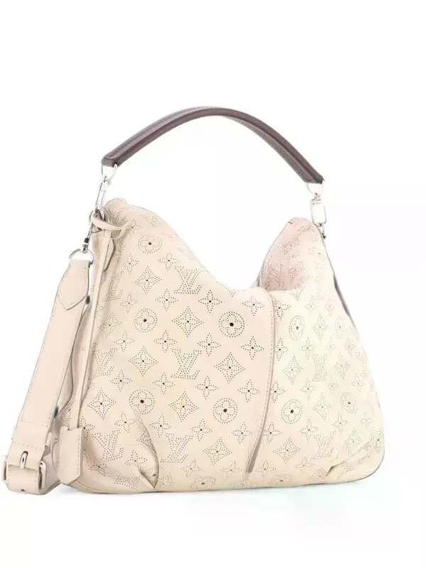 LOUIS VUITTON Selene Handbag Mahina Leather Pm Hobo Bag - Neutrals