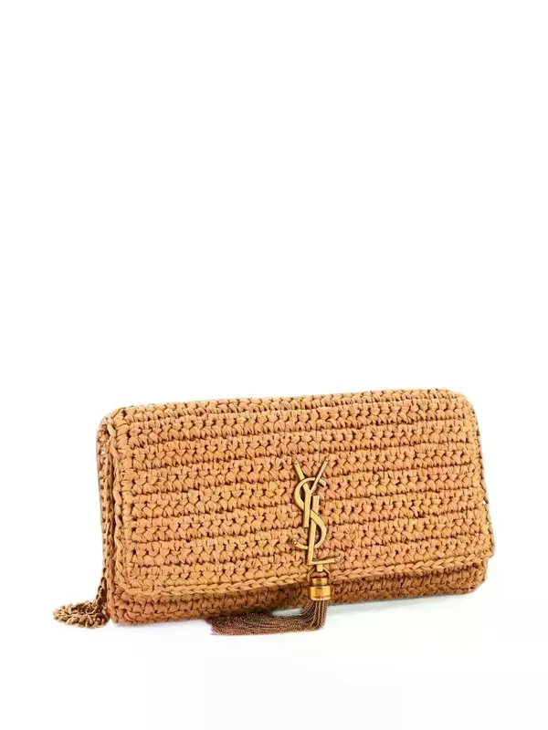 Saint Laurent Kate 99 Tassel Flap Bag Woven Raffia Medium Shoulder Bag