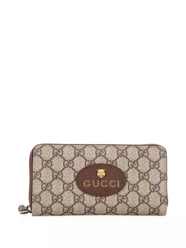 Gucci Neo Vintage Zip Around Wallet Gg Coated Canvas Small Wallets - Brown