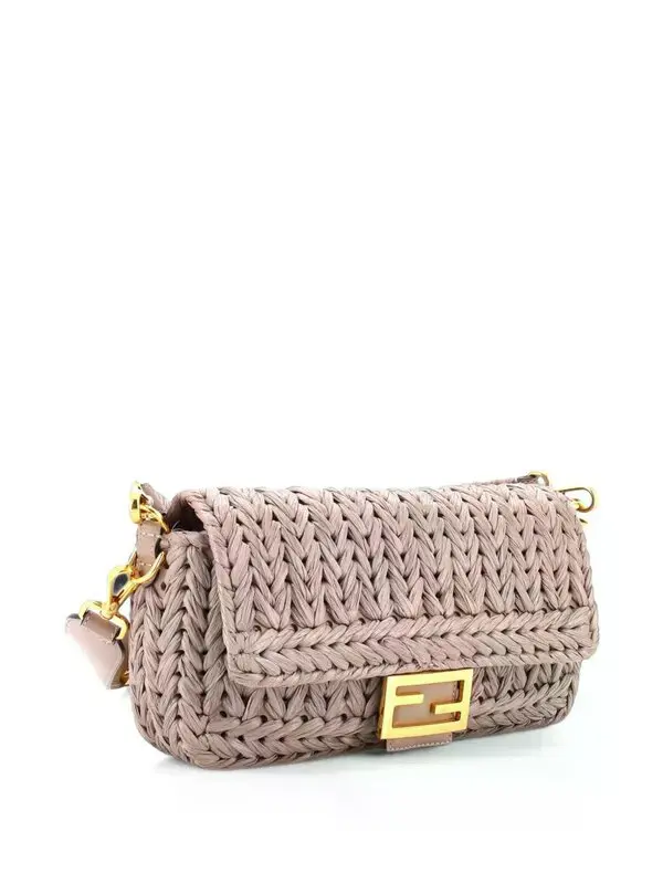 Fendi Baguette Nm Woven Raffia Shoulder Bag