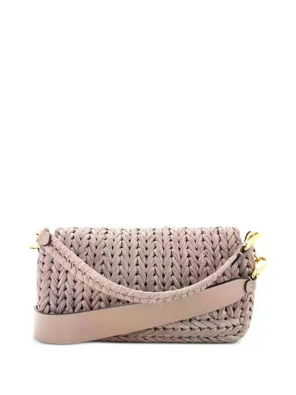 Fendi Baguette Nm Woven Raffia Shoulder Bag - Grey