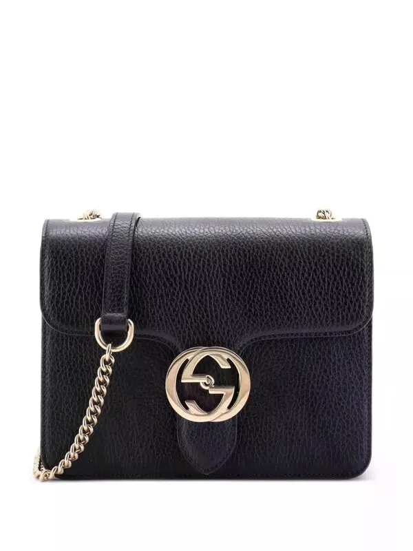 Gucci Interlocking Leather Shoulder Bag - Black