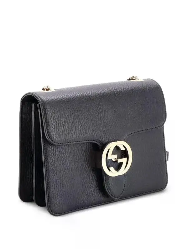 Gucci Interlocking Leather Shoulder Bag - Black
