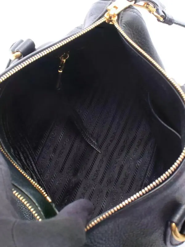 Prada 2010-2026 Vitello Daino Zip Top Satchel - Black