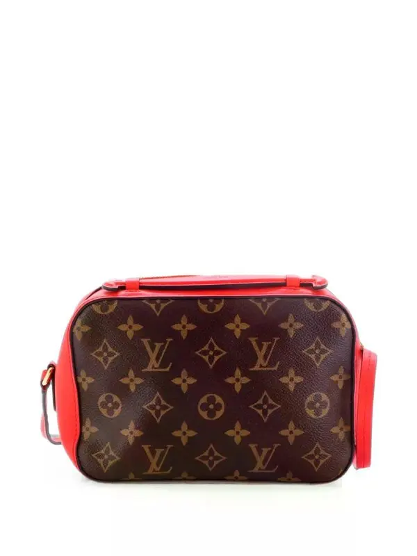 LOUIS VUITTON Saintonge Handbag Monogram Canvas With Leather Crossbody Bag - Red