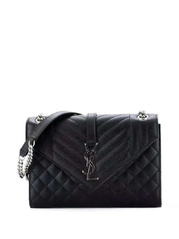 Saint Laurent Classic Monogram Envelope Satchel Mixed Matelasse Leather Medium Shoulder Bag