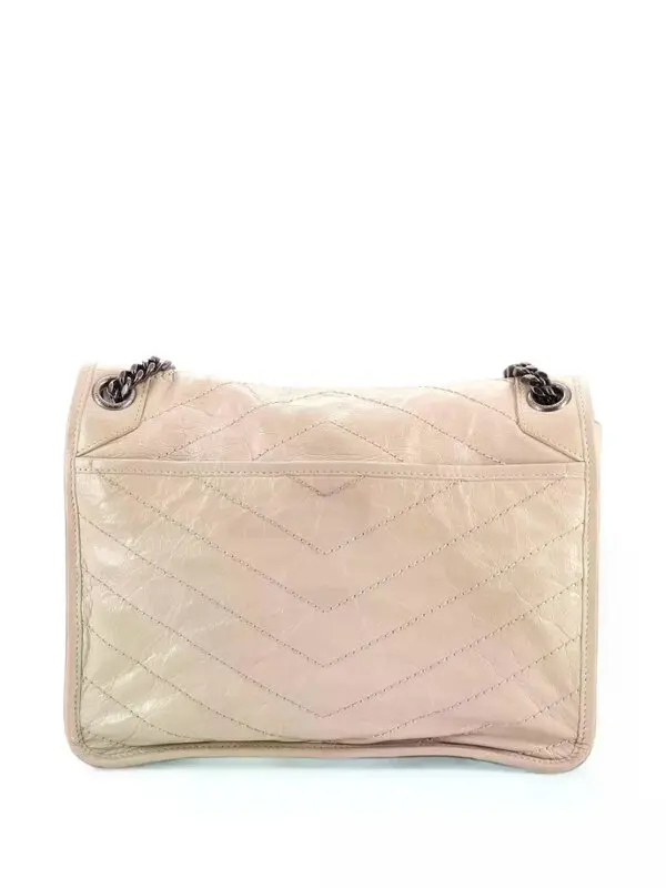 Saint Laurent Niki Chain Flap Bag Matelasse Chevron Leather Medium Shoulder Bag - Neutrals