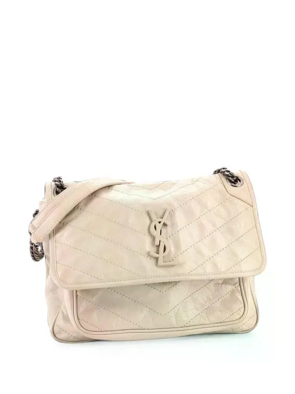 Saint Laurent Niki Chain Flap Bag Matelasse Chevron Leather Medium Shoulder Bag