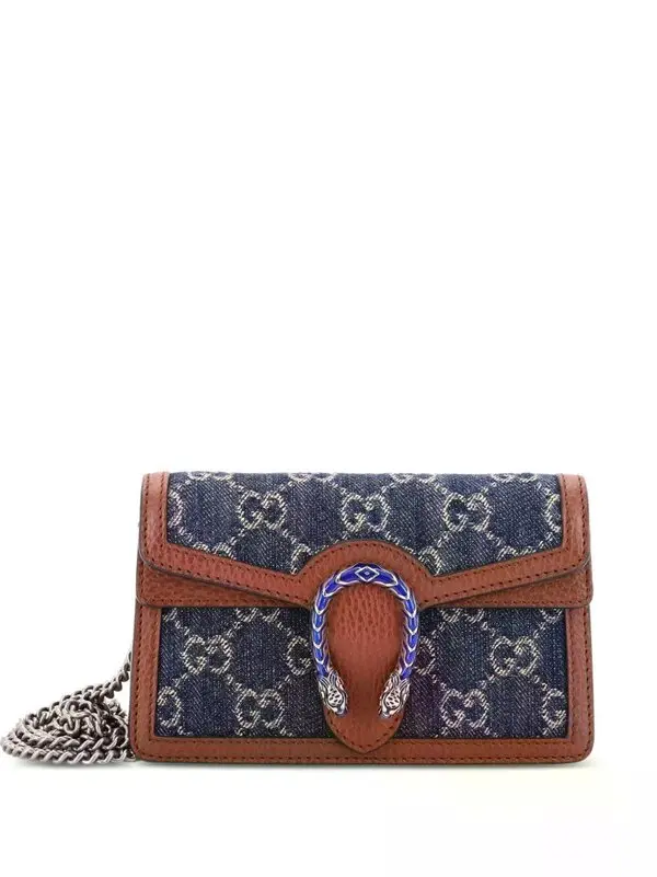 Gucci Dionysus Gg Denim Super Mini Crossbody Bag - Blue