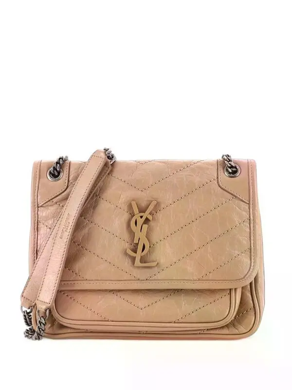 Saint Laurent Niki Chain Flap Bag Matelasse Chevron Leather Baby Shoulder Bag - Neutrals