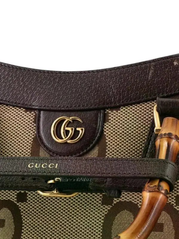 Gucci Diana Nm Jumbo Gg Canvas Medium Tote Bag With Bamboo Handle - Brown