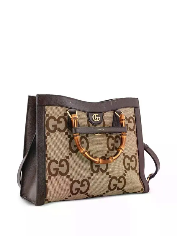 Gucci Diana Nm Jumbo Gg Canvas Medium Tote Bag With Bamboo Handle