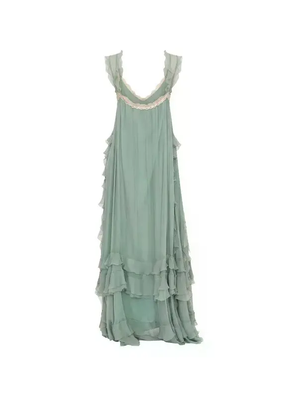 Chloé Ruffled Lace-insert Maxi Dress