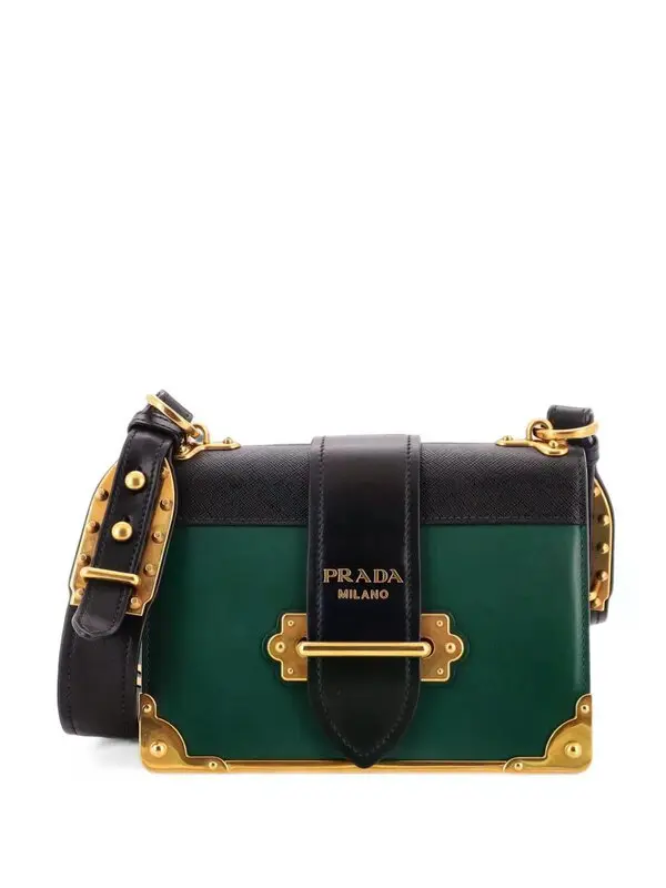 Prada Cahier Leather And Saffiano Leather Small Crossbody Bag - Black