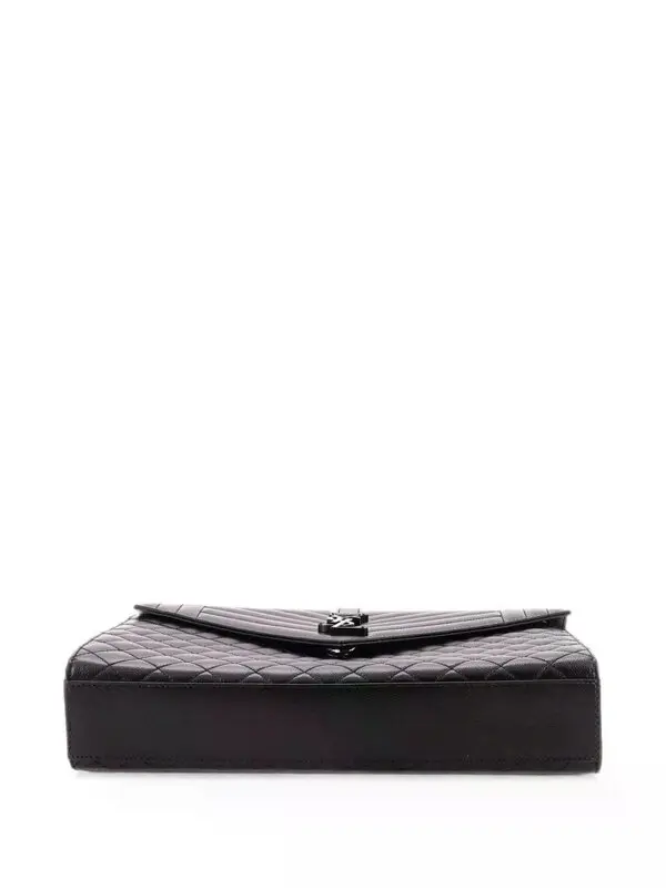 Saint Laurent Classic Monogram Envelope Satchel Mixed Matelasse Leather Large Shoulder Bag