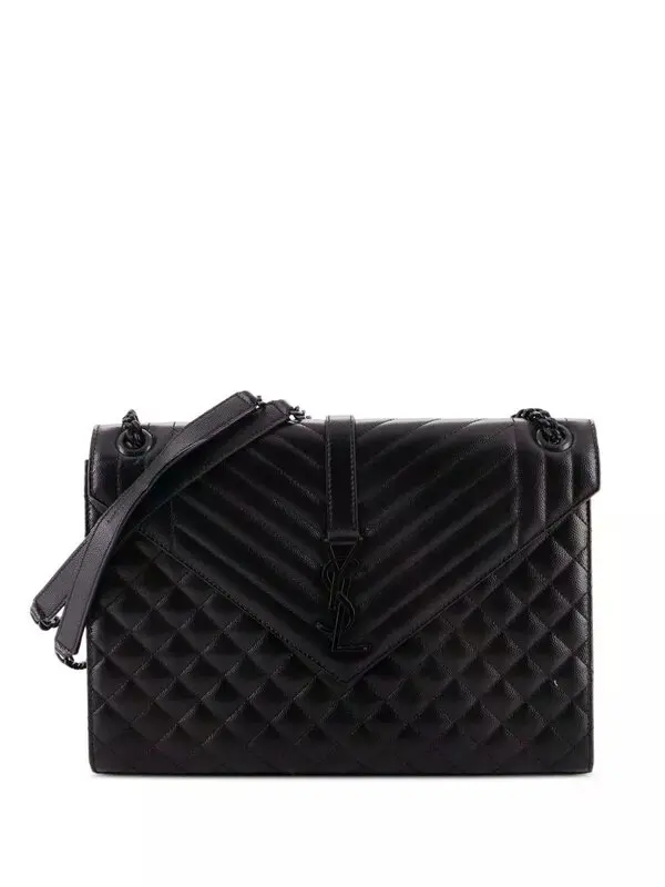 Saint Laurent Classic Monogram Envelope Satchel Shoulder Bag - Black
