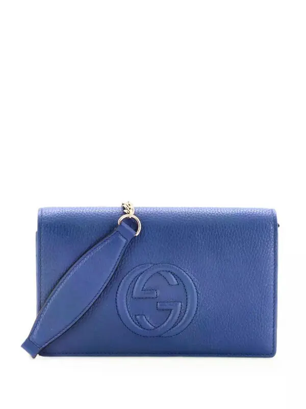 Gucci Soho Wallet On Chain Leather Crossbody Bag - Blue