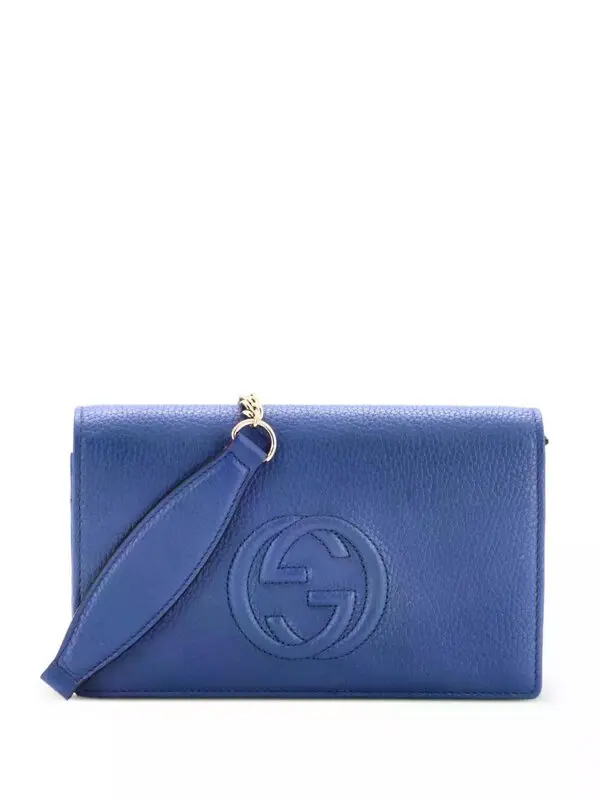 Gucci Soho Wallet On Chain Leather Crossbody Bag - Blue