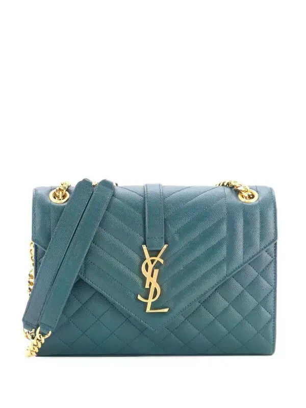 Saint Laurent Classic Monogram Envelope Satchel Mixed Matelasse Leather Medium Shoulder Bag