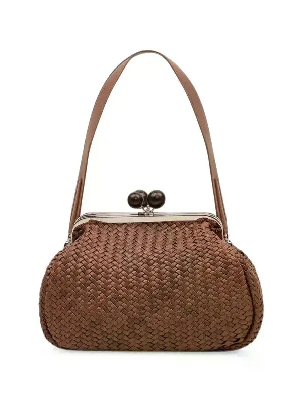 Max Mara Medium Pasticcino Woven Leather Clutch Bag - Brown