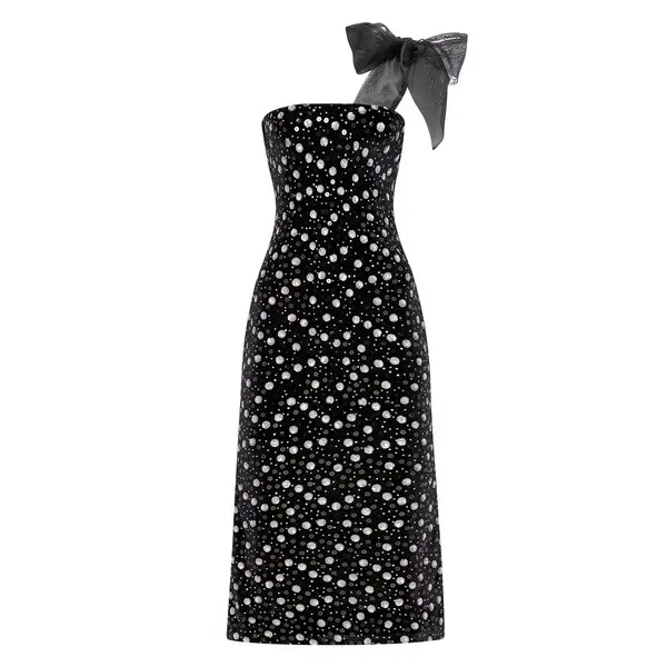 ZETAYE Lydia Sequin One Shoulder Bow Dress