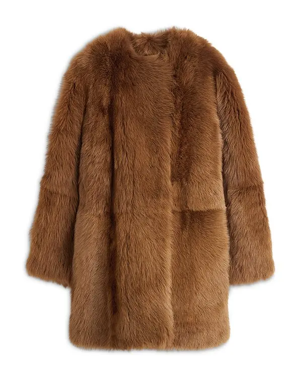 TOTEME Silky Shearling Fur Coat