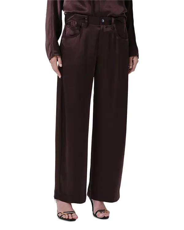 Citizens Of Humanity Brynn Wide Leg Satin Pants - Espresso