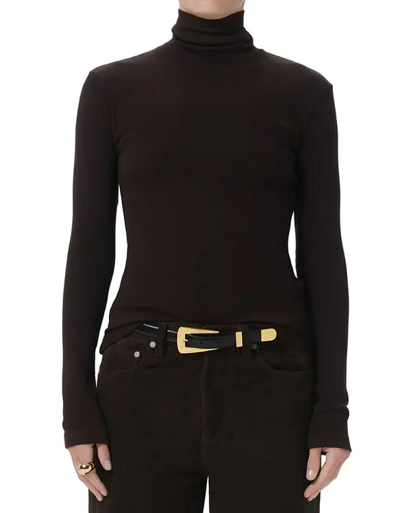 Citizens Of Humanity Caradene Turtleneck Rib Knit Tee - Chocolate