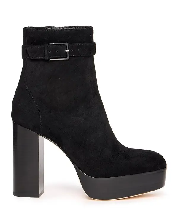 Paige Maris Suede Platform Block Heel Boots - Black
