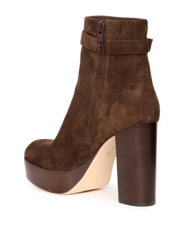 Paige Maris Suede Platform Block Heel Boots - Chocolate