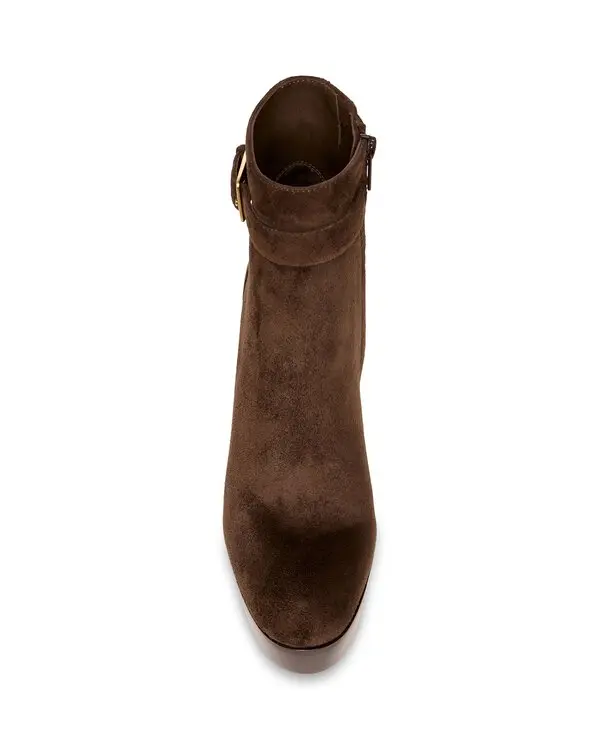 Paige Maris Suede Platform Block Heel Boots - Chocolate