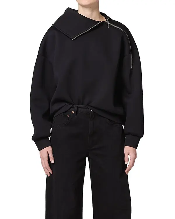 AGOLDE The Coyle Zip Shoulder Neoprene Sweatshirt - Black