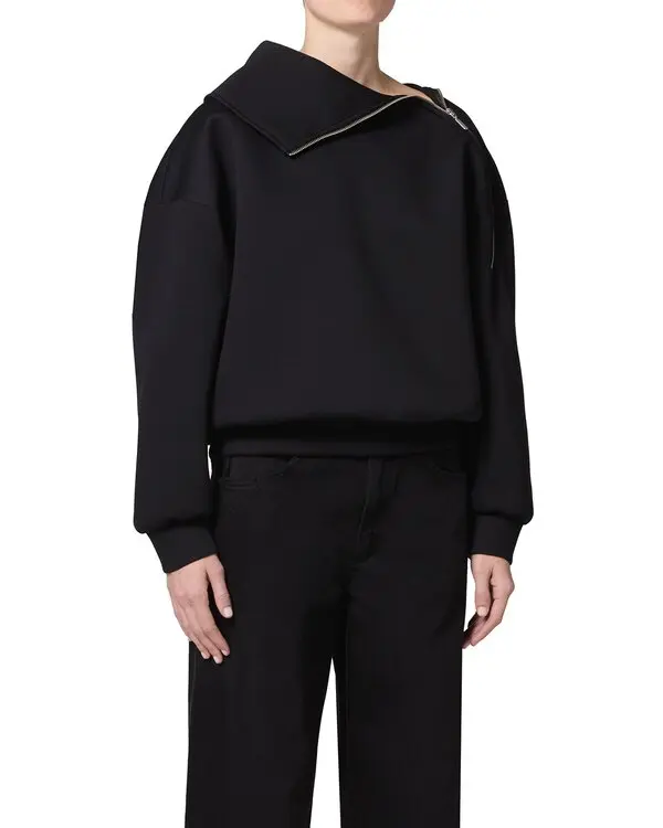 AGOLDE The Coyle Zip Shoulder Neoprene Sweatshirt - Black