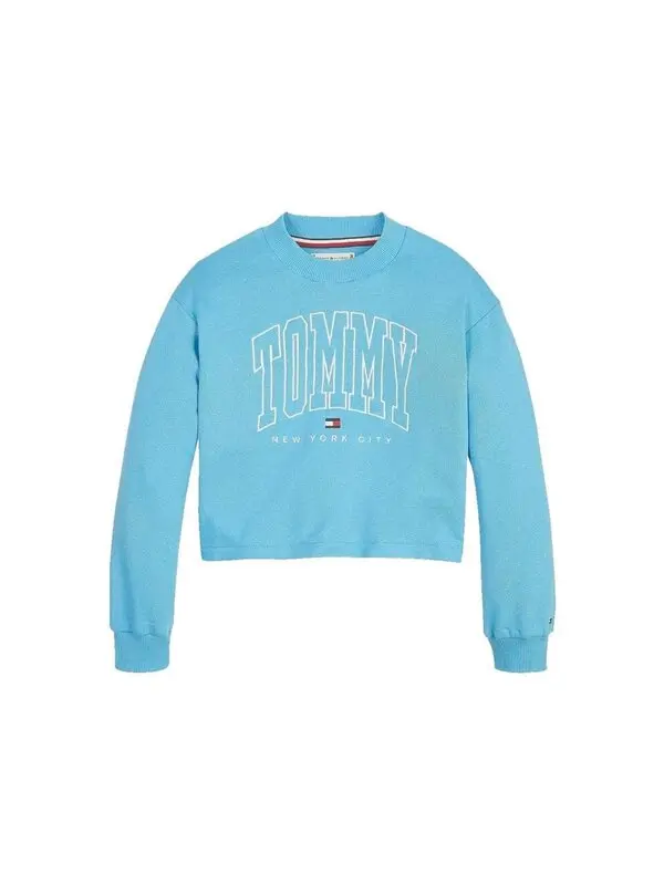 Tommy Hilfiger Mini Bold Varsity Cropped Crew Sweatshirt - Blue