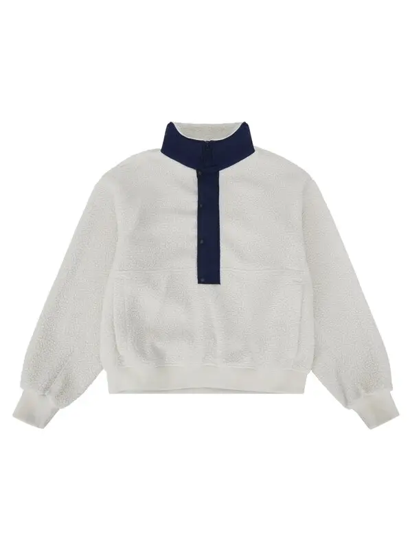 ENTIRE STUDIOS Partial Front Snap Button & Zipper Hoodie With Kangaroo Pocket And Ribbed Trim - Bianco