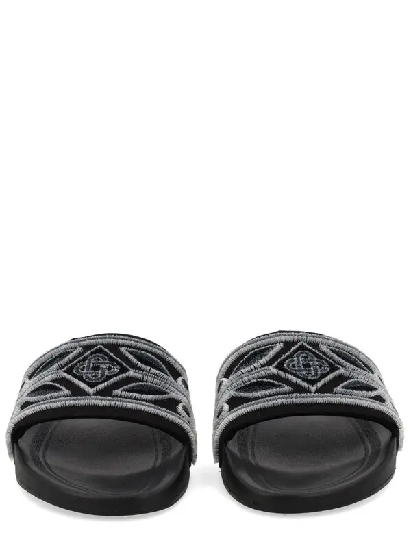 Casablanca Embroidered Slide Sandals