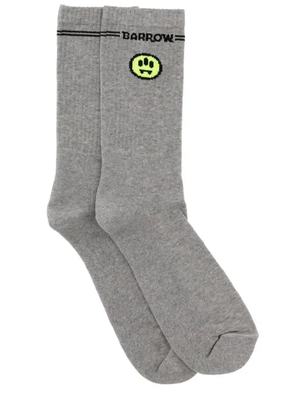BARROW Crew Socks With Smiley Motif - Grey