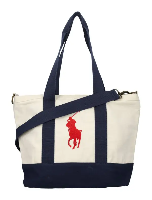 Polo Ralph Lauren Big Pony Cotton Canvas Tote Bag - Bianco