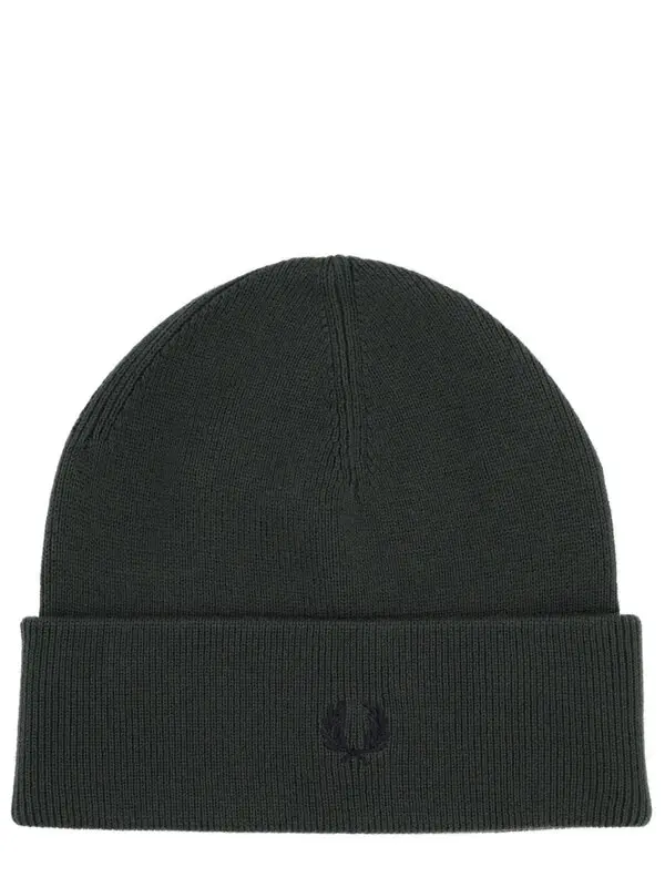 Fred Perry Ribbed Wool Blend Beanie - Green