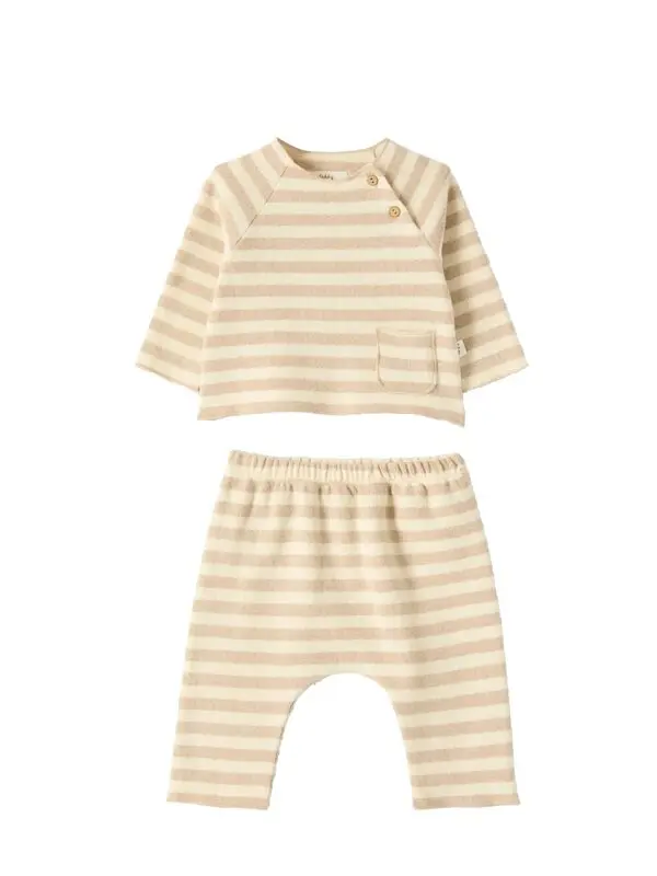 TEDDY & MINOU Mini Cozy Pants Set With Sweatshirt - Beige
