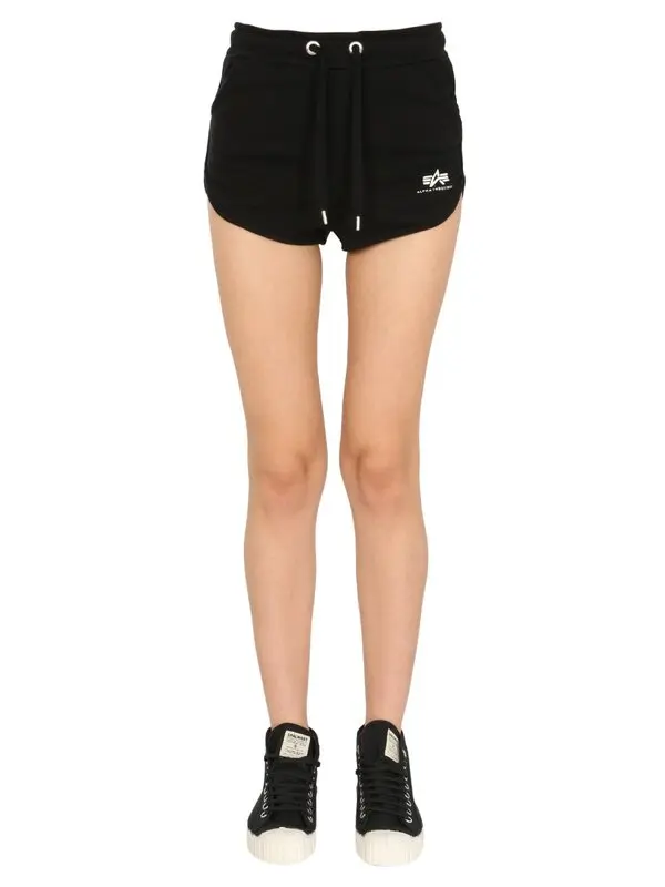 Alpha Industries Logo Mini Shorts For - Black