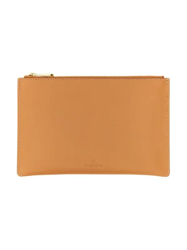 Il Bisonte Mini Leather Zip Case - Buff