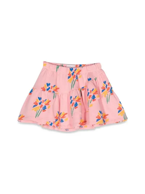 BOBO CHOSES Mini Ruffle Skirt With Playful Fireworks Design - Pink