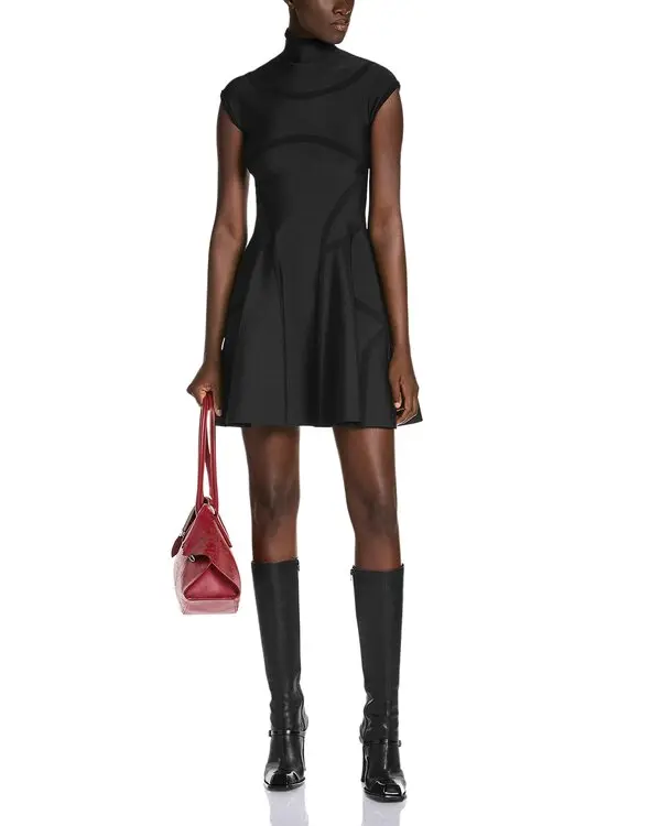 Alexander McQueen Jacquard Line Flared Mini Dress