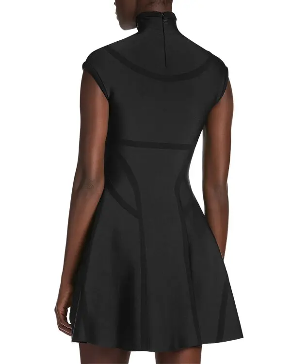 Alexander McQueen Jacquard Line Flared Mini Dress