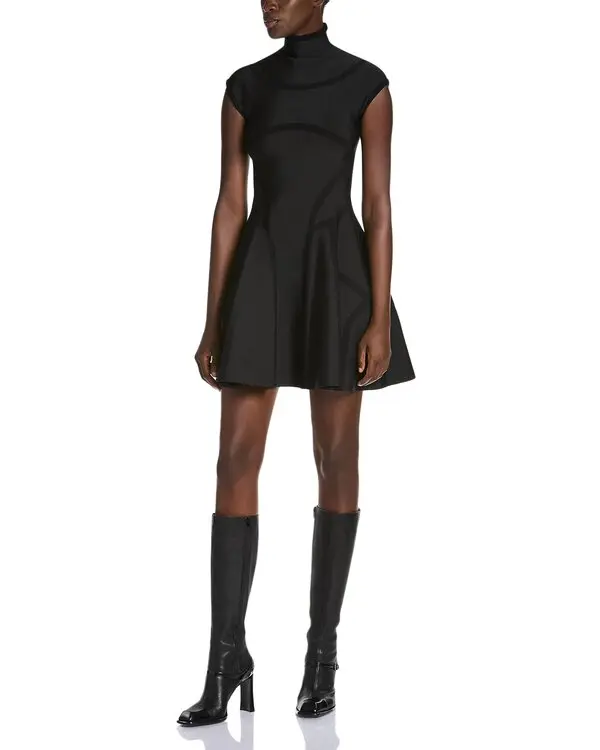 Alexander McQueen Jacquard Line Flared Mini Dress