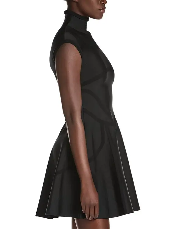 Alexander McQueen Jacquard Line Flared Mini Dress