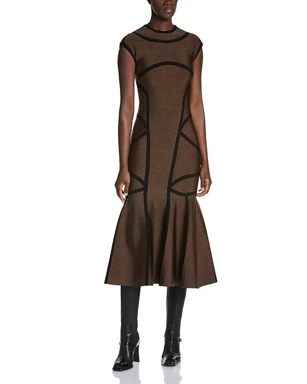 Alexander McQueen Jacquard Line Midi Dress