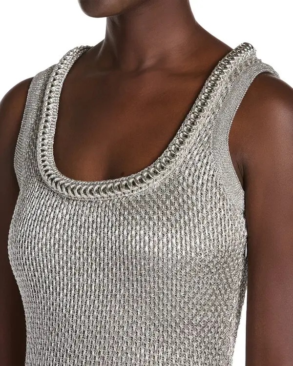 Alexander McQueen Metallic Ring Knit Flared Mini Dress