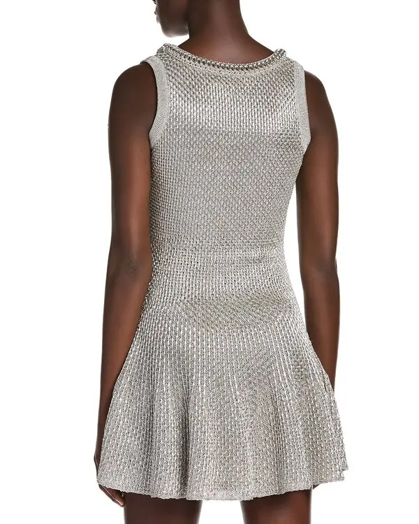 Alexander McQueen Metallic Ring Knit Flared Mini Dress